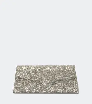Elie Saab The Midnight Embellished Suede Clutch - Silver