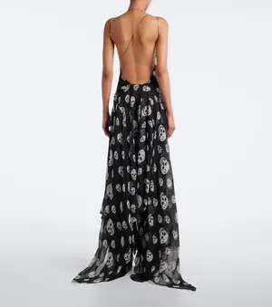Alexander McQueen Skull Silk Chiffon Maxi Dress
