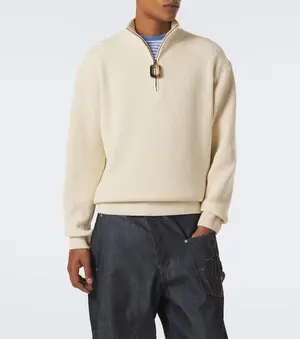 JW Anderson Ribbed Knit Wool And Cotton Sweater - Beige