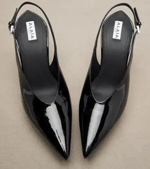Alaïa Patent Leather Wedge Slingback Clogs