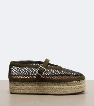 Alaïa Suede-trimmed Fishnet Espadrilles