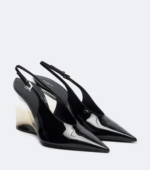 Alaïa Invisible Patent Leather Wedge Pumps