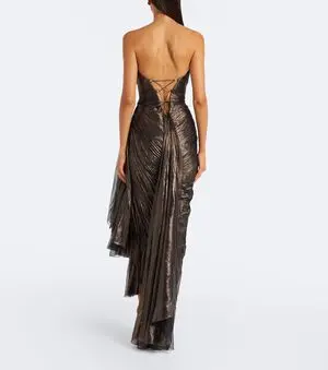 MARIA LUCIA HOHAN Heidi Metallic Silk Corset Gown