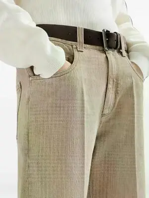 Brunello Cucinelli Prince Of Wales Denim Contemporary Square Trousers - Neutrals
