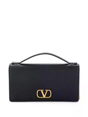 Valentino Garavani Vlogo Signature Wallet On Chain Leather Crossbody Bag - Black