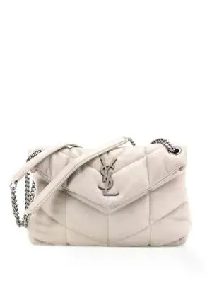 Saint Laurent Loulou Puffer Shoulder Bag Quilted Leather Small Crossbody Bag - Neutrals