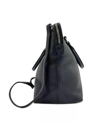 Prada Logo Plaque Grained Leather Handbag - Black