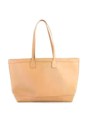 Burberry Shopping Leather With Check Canvas Interior Medium Tote Bag - Neutrals