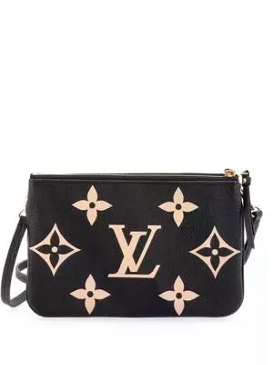 LOUIS VUITTON Double Zip Pochette Bicolor Monogram Empreinte Giant Crossbody Bag - Black