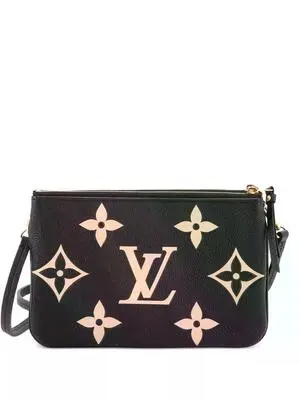 LOUIS VUITTON Double Zip Pochette Bicolor Monogram Empreinte Giant Crossbody Bag - Black
