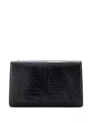 Saint Laurent Monogram Tassel Crocodile Embossed Leather Crossbody Bag