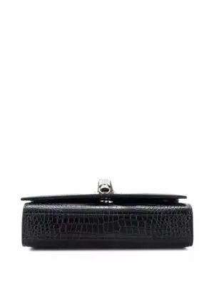 Saint Laurent Monogram Tassel Crocodile Embossed Leather Crossbody Bag