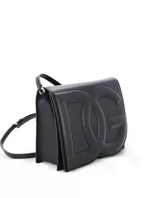 Dolce & Gabbana Dg Logo Flap Shoulder Bag Leather Small Crossbody Bag - Black
