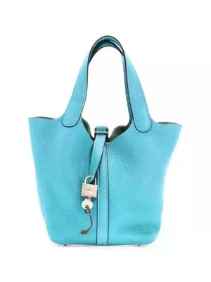 Hermès Picotin Lock Bag Clemence Pm Bucket Bag - Blue