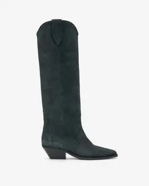 Isabel Marant Étoile Denvee Suede Calfskin Western Boots - Black