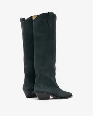 Isabel Marant Étoile Denvee Suede Calfskin Western Boots - Black