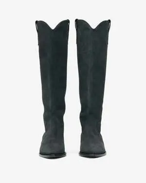 Isabel Marant Étoile Denvee Suede Calfskin Western Boots - Black