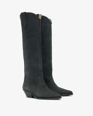 Isabel Marant Étoile Denvee Suede Calfskin Western Boots - Black