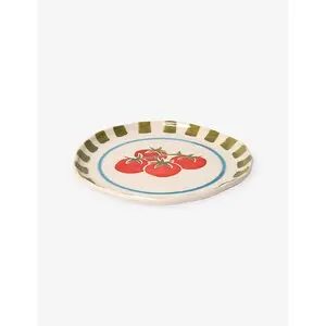 DAMSON MADDER Harlequin Tomato Ceramic Plates Set Of Two