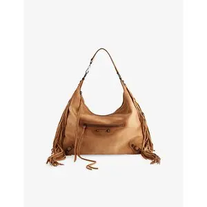 Balenciaga Le City Hobo Medium Suede Shoulder Bag - Camel