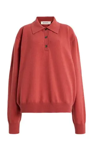 RÓHE Classic Knit Polo - Red