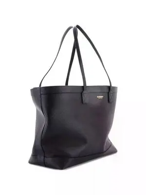 Burberry Leather Tote Bag With Check Canvas Interior