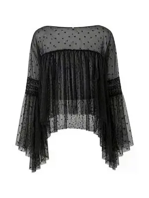 Alberta Ferretti Embroidered Sheer Blouse