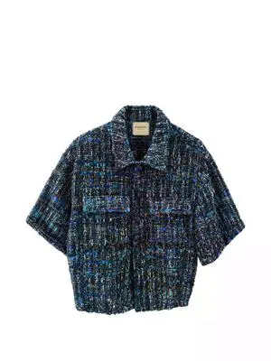 EDWARD ACHOUR PARIS Short-sleeve Tweed Jacket - Blue