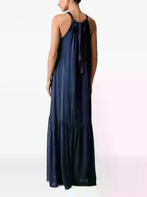HAVEONE Halterneck Tiered Maxi Dress - Blue