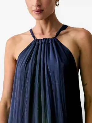 HAVEONE Halterneck Tiered Maxi Dress - Blue