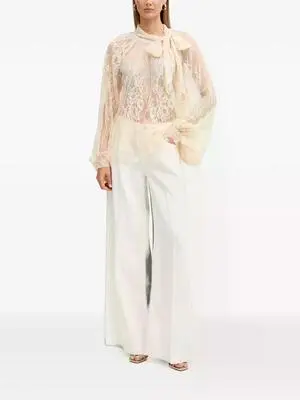 VICOLO Bow-detail Floral-lace Blouse