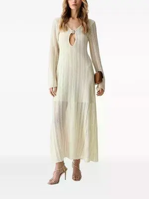 HAVEONE Cut-out Pointelle-knit Maxi Dress - Neutrals