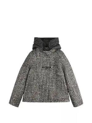 FAY Herringbone Toggle Coat - Black