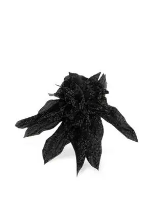 Alberta Ferretti Silk Floral Motif Brooch - Black