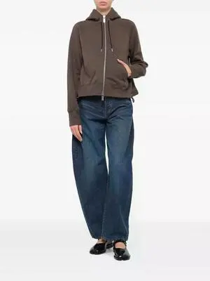 Sacai Zip-up Drawstring Hoodie - Brown