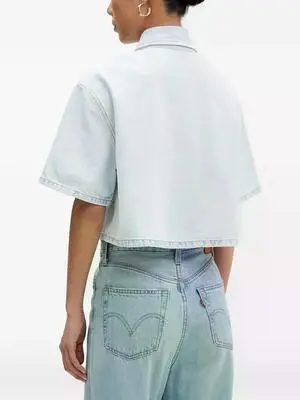 VICOLO Cropped Short-sleeve Shirt - Blue
