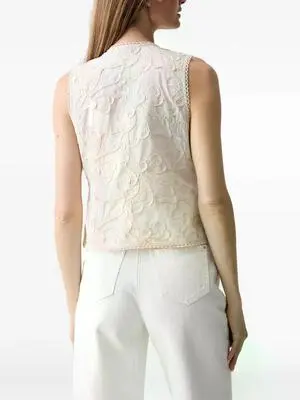 HAVEONE Floral Embroidered Tie-fastening Tank Top