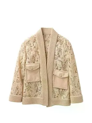 EDWARD ACHOUR PARIS Floral-lace Flap-pocket Jacket - Neutrals