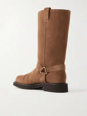 Brunello Cucinelli Bead-embellished Suede Biker Boots