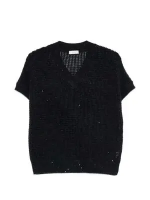 Peserico Sequin-embellished Short-sleeve Sweater - Blue