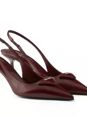 Prada Triangle-logo Slingback Pumps
