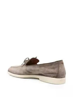 Santoni Bow-detail Suede Boat Shoes - Brown