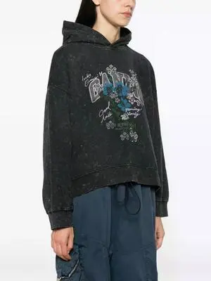 GANNI Graphic Print Acid Wash Hoodie