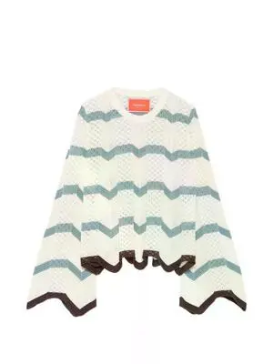 La DoubleJ Chevron-knit Scalloped-edge Knit - Neutrals