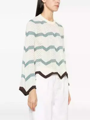 La DoubleJ Chevron Knit Crew Neck Long Sleeve Top