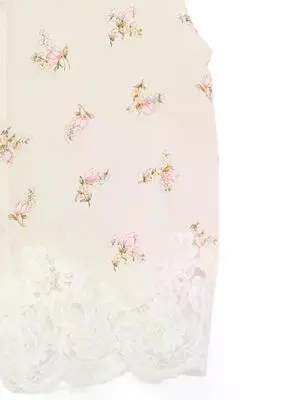 P.a.r.o.s.h Sleeveless Floral Print Lace Trim Blouse
