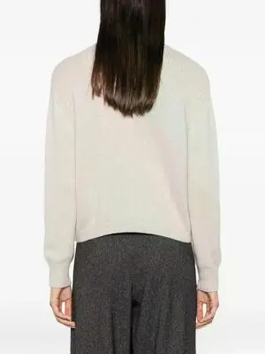 LISA YANG Crew Neck Cardigan - Neutrals