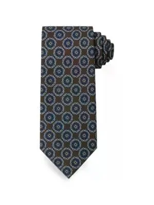 BONA FURTUNA Geometric-print Tie - Brown