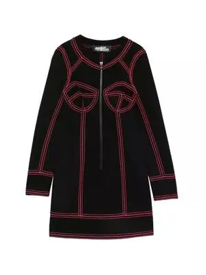 Jeremy Scott 2010 Contrast-stitch Zip-up Midi Dress - Black