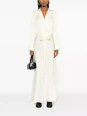 Philosophy Di Lorenzo Serafini Notched-lapels Satin-finish Dress - Neutrals